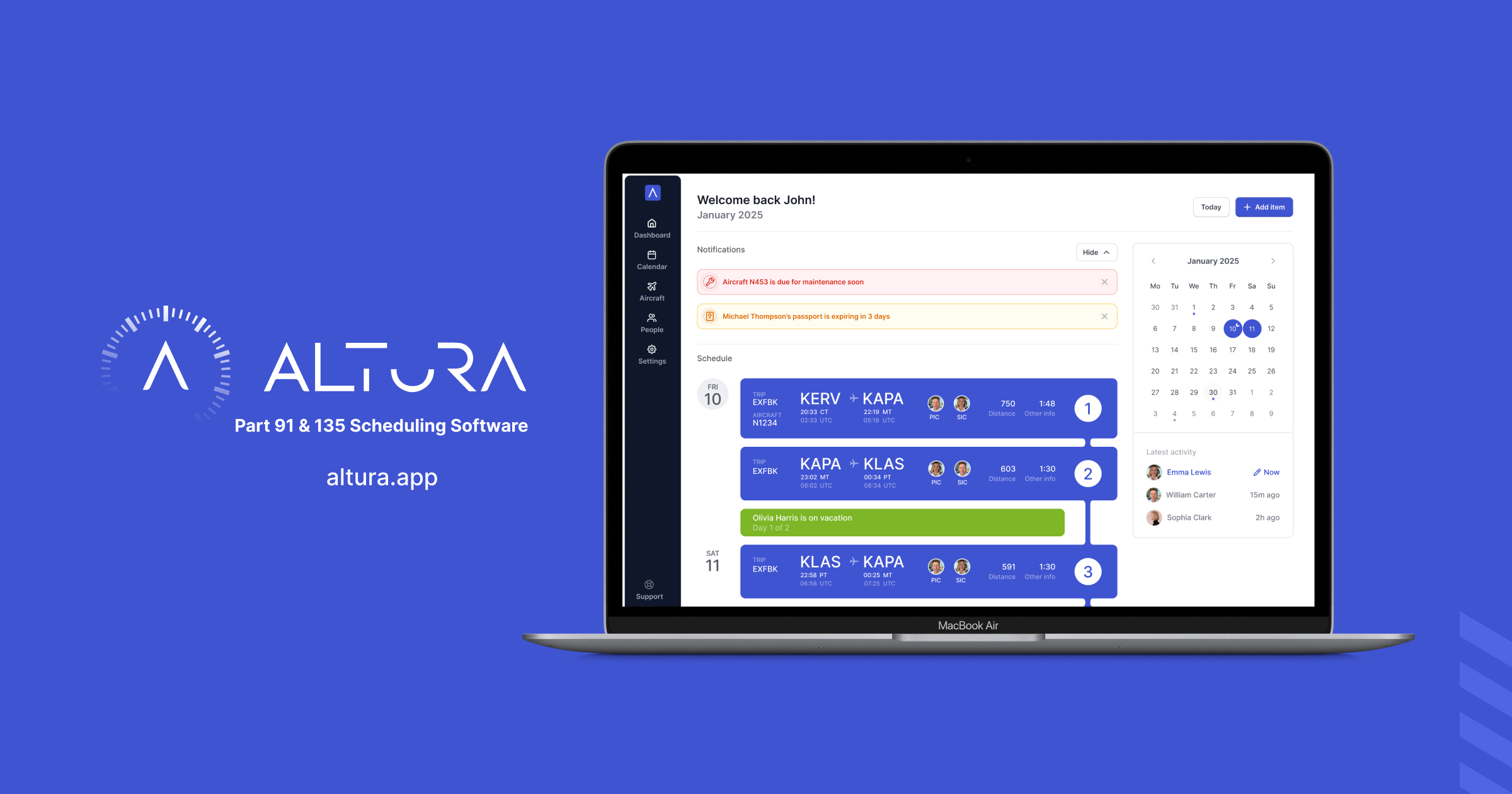 Altura - Part 91 and 135 Scheduling Software
